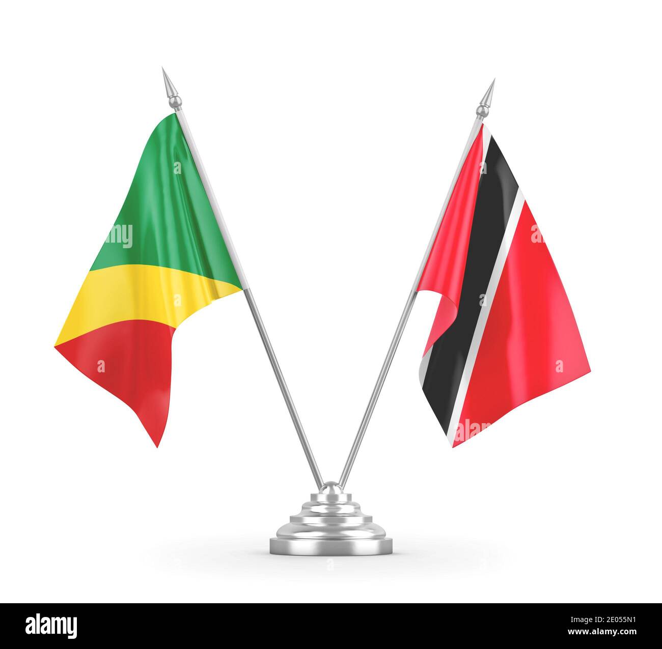 Trinidad and Tobago and Congo table flags isolated on white 3D ...