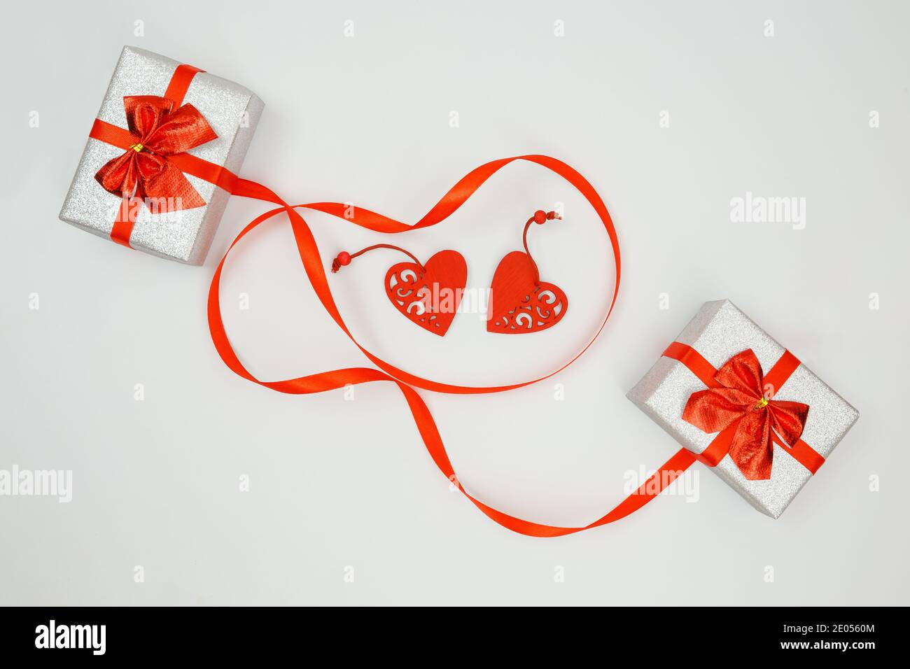 Valentine's day composition and gifts on white background Stock Photo ...