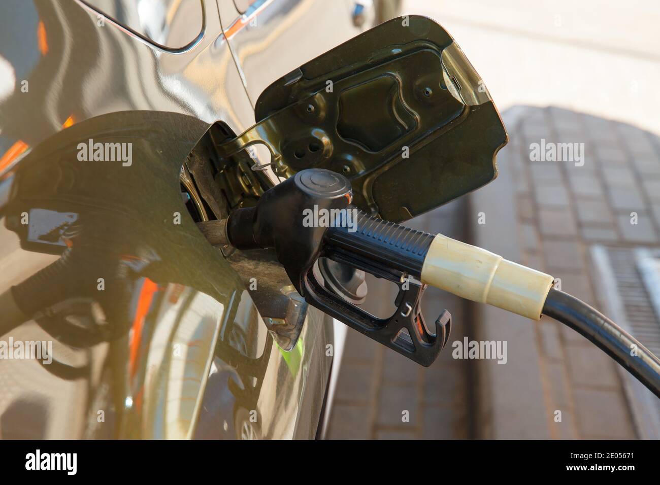 Auto refueling at a gas station. Fuel pump gasoline, oil. Biodiesel ...