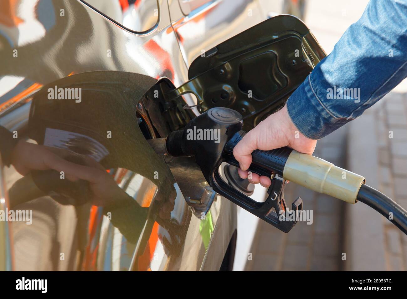 Auto refueling at a gas station. Fuel pump gasoline, oil. Biodiesel ...