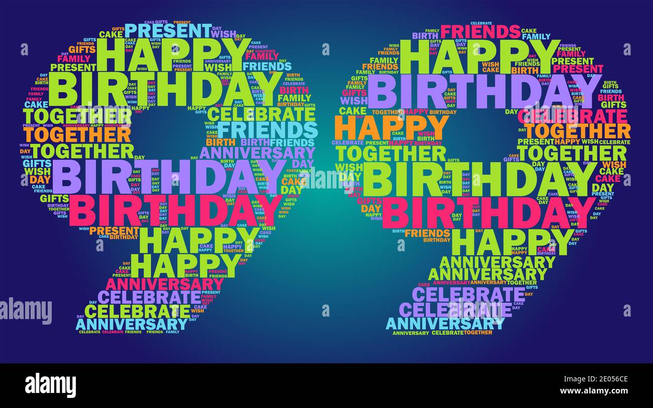 Happy 99th birthday word cloud colorful concept Stock Photo - Alamy