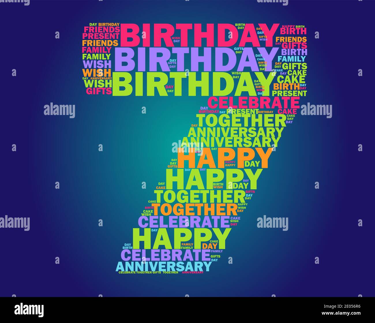 Happy 7th birthday word cloud colorful concept Stock Photo - Alamy