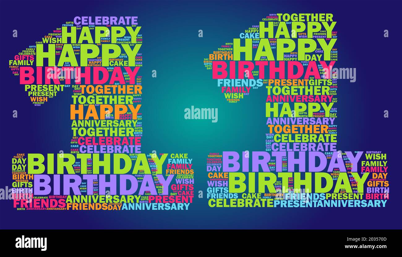 Happy 11th birthday word cloud colorful concept Stock Photo - Alamy