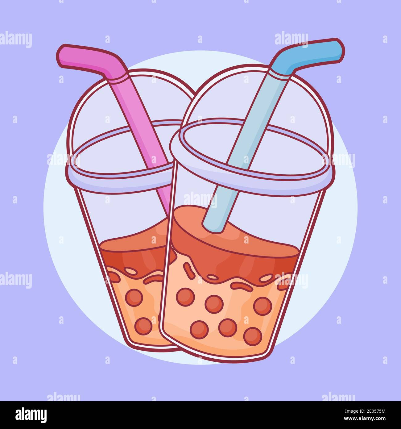 boba drink bubble tea in plastic cup pipette taiwanese asian drink with ...