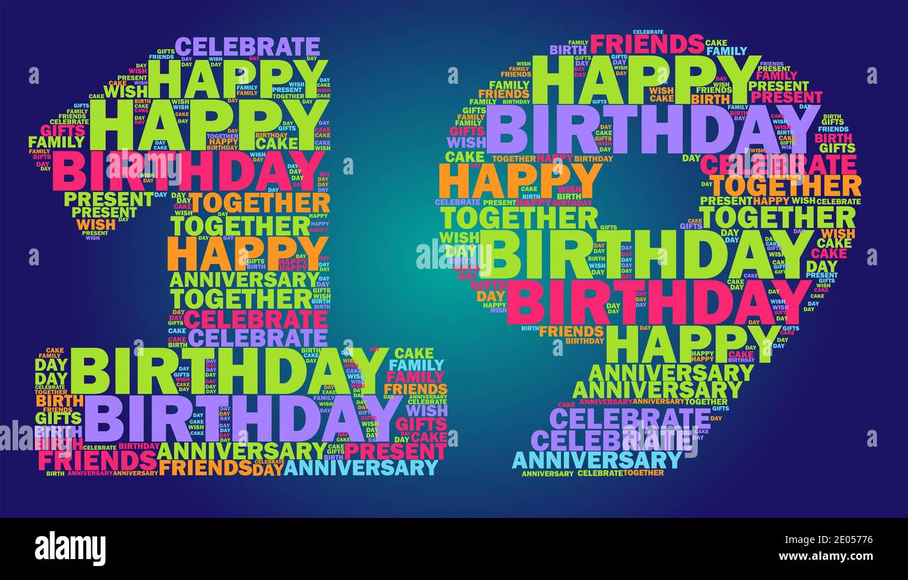 Happy 19th birthday word cloud colorful concept Stock Photo - Alamy