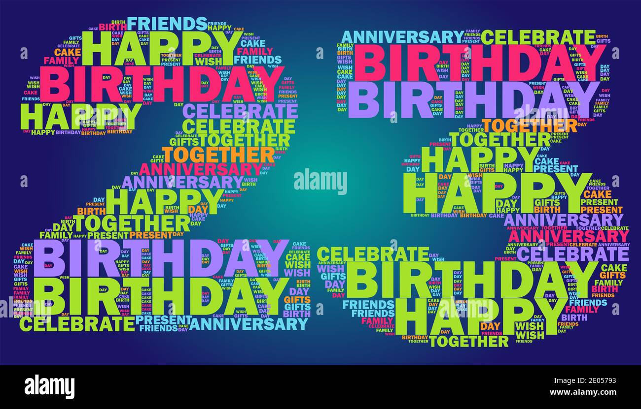 Happy 23rd birthday word cloud colorful concept Stock Photo - Alamy