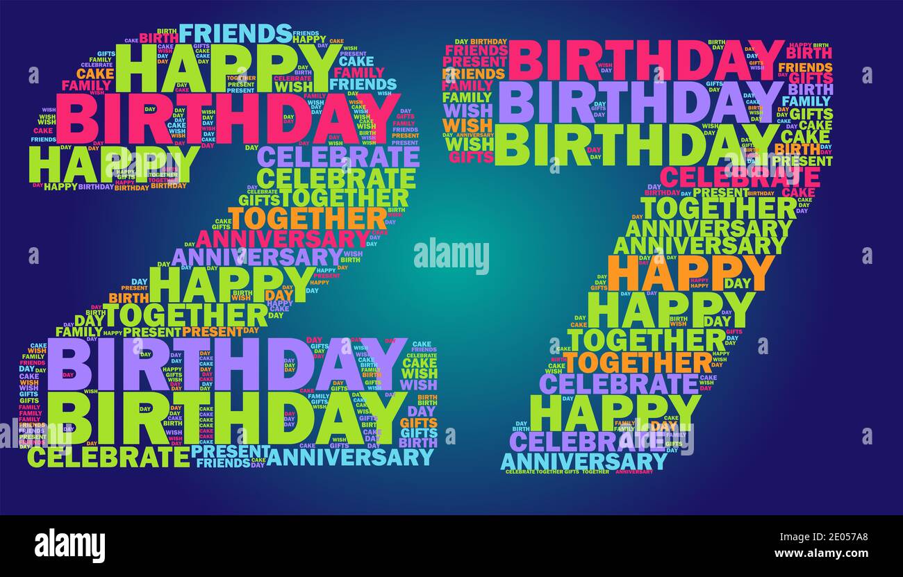 Happy 27th birthday word cloud colorful concept Stock Photo - Alamy