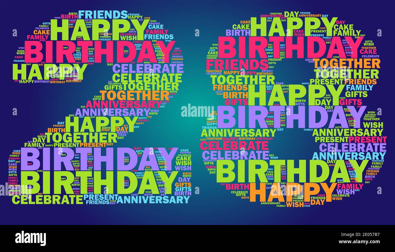 Happy 28th birthday word cloud colorful concept Stock Photo - Alamy