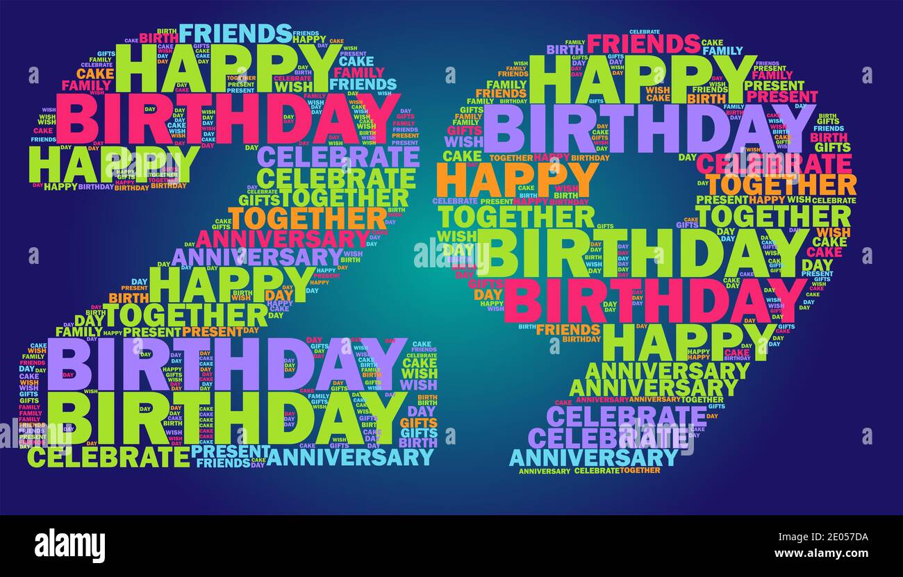 Happy 29th birthday word cloud colorful concept Stock Photo - Alamy