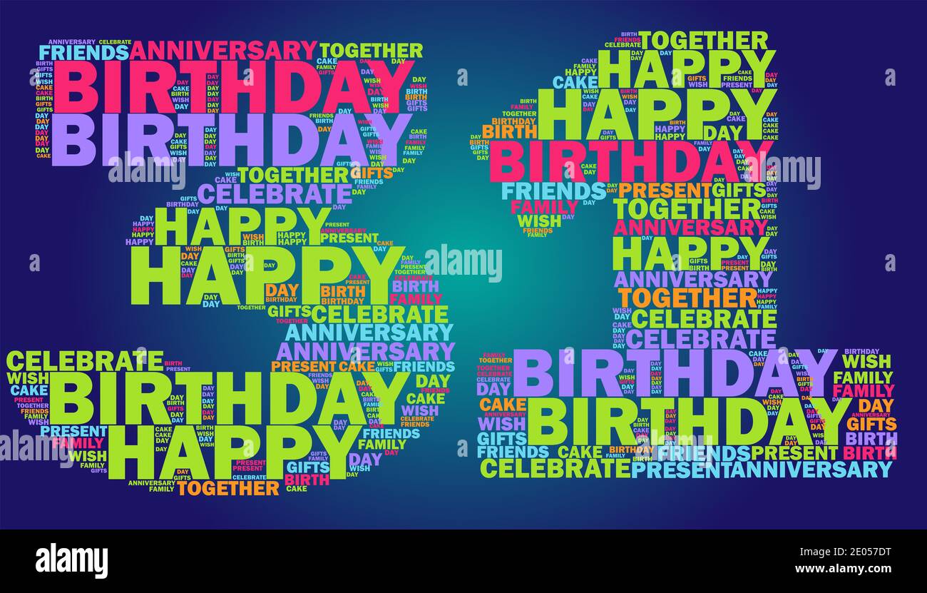 Happy 31st birthday word cloud colorful concept Stock Photo - Alamy