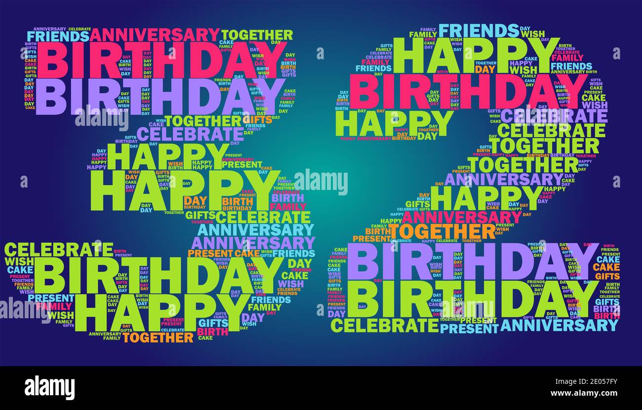 Happy 32nd birthday word cloud colorful concept Stock Photo - Alamy