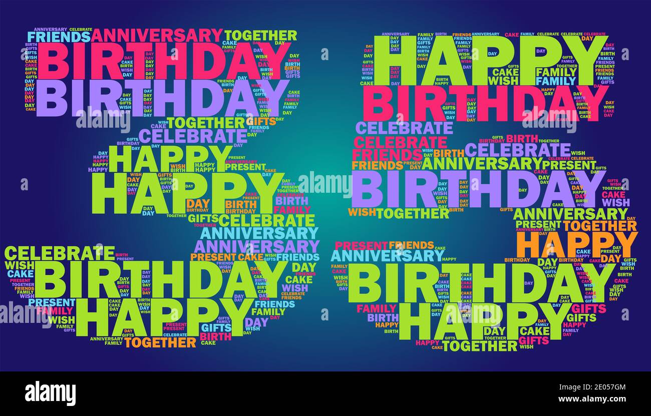 Happy 35th birthday word cloud colorful concept Stock Photo - Alamy