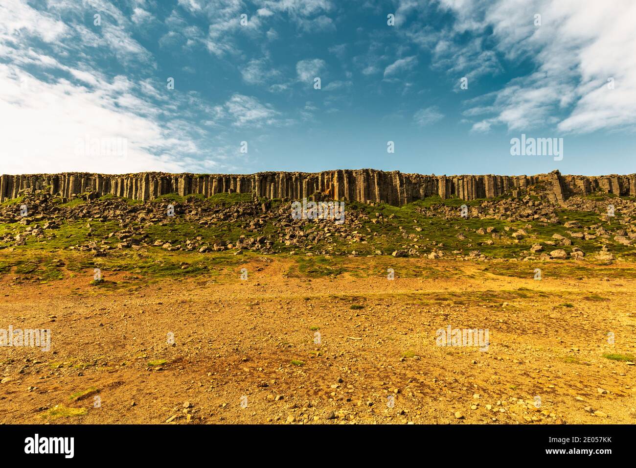 giant basalt formation on iceland, summer Stock Photo - Alamy