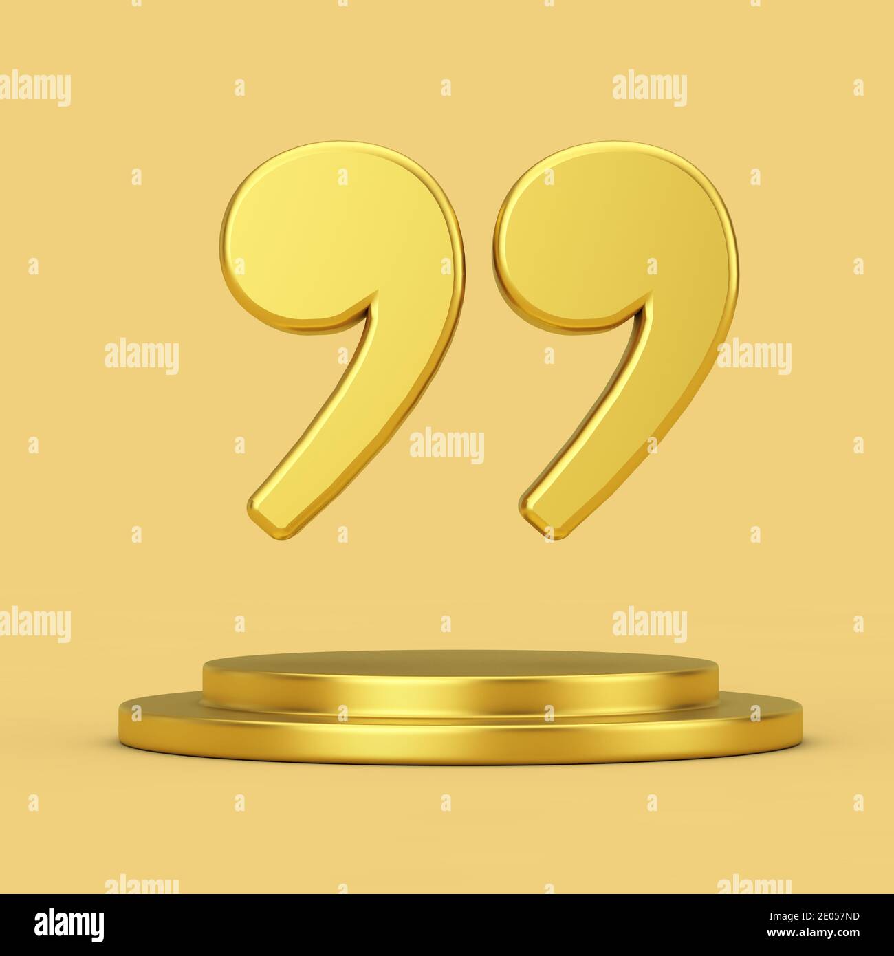 Golden Quote Sign Icon Symbol over Golden Pedestal on a yellow ...
