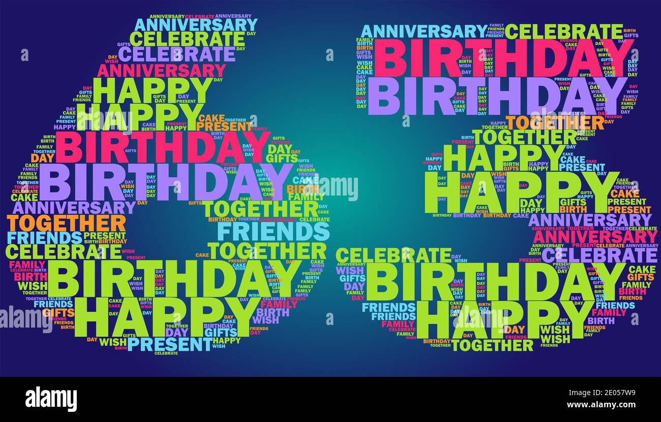 Happy 63rd birthday word cloud colorful concept Stock Photo - Alamy