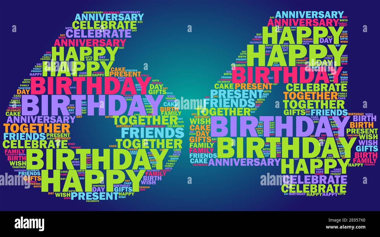 Happy 64th birthday word cloud colorful concept Stock Photo - Alamy