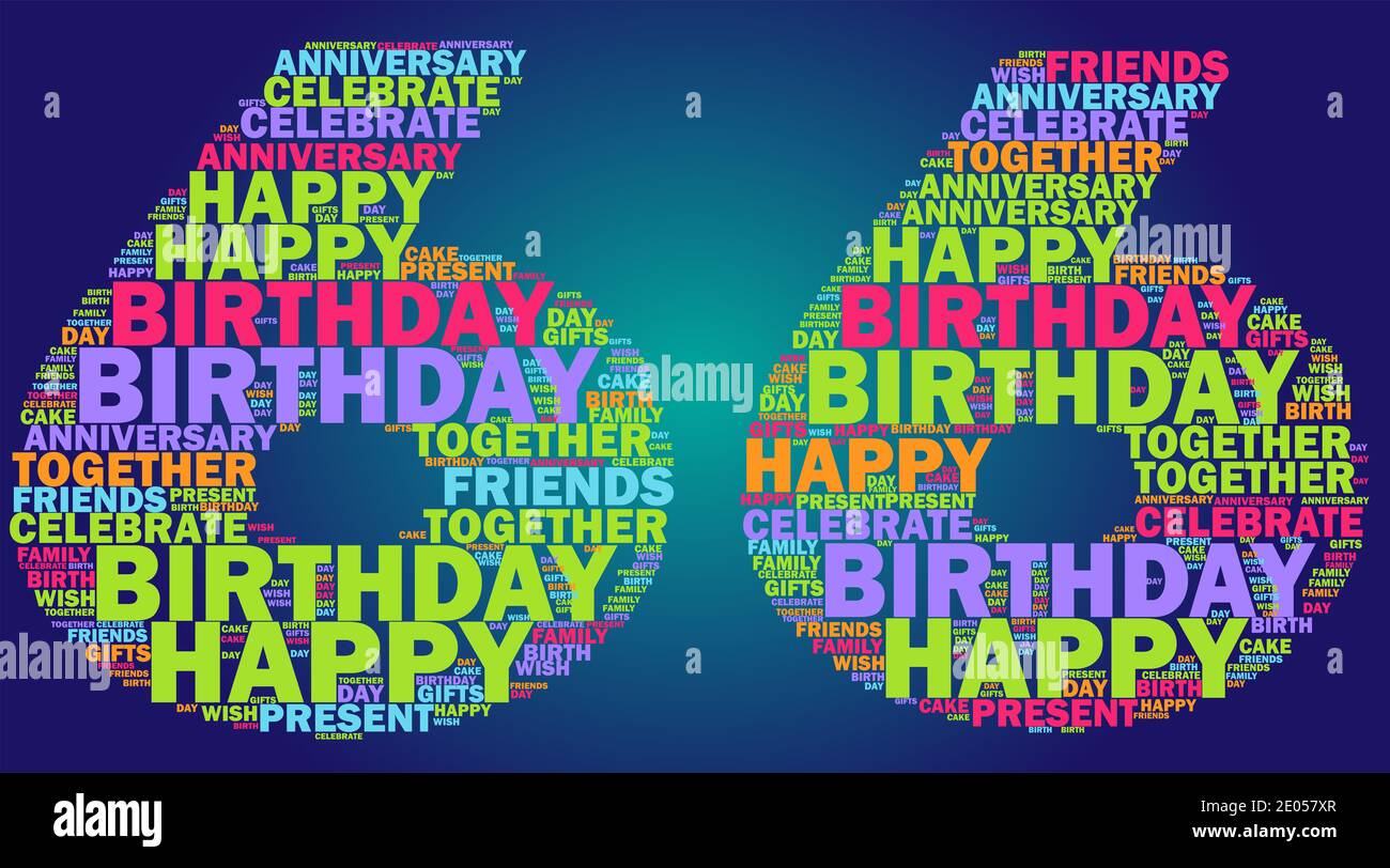 Happy 66th birthday word cloud colorful concept Stock Photo - Alamy