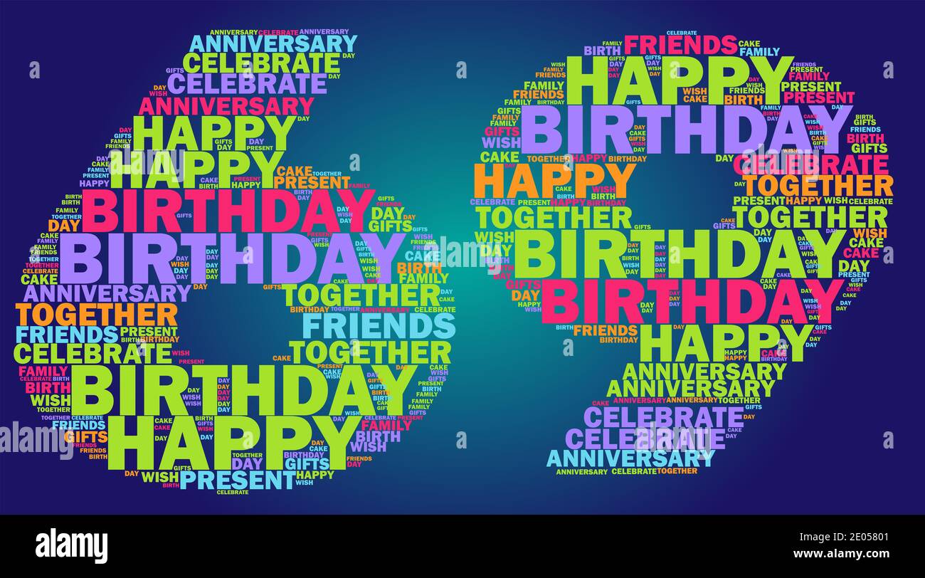 Happy 69th birthday word cloud colorful concept Stock Photo - Alamy