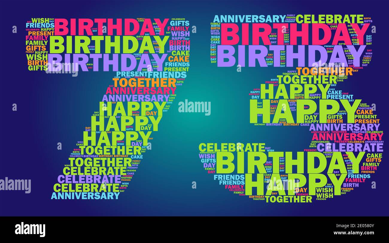Happy 73rd birthday word cloud colorful concept Stock Photo - Alamy