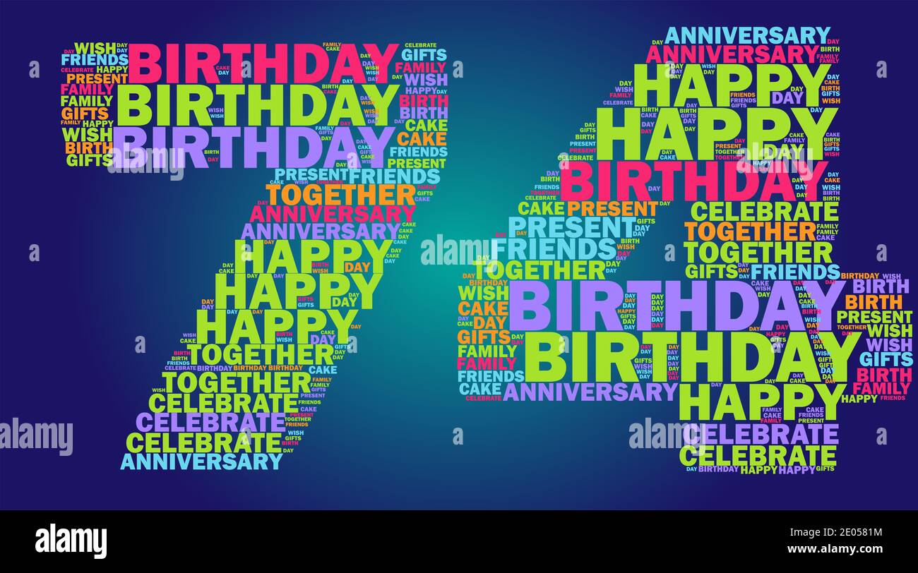 Happy 74th birthday word cloud colorful concept Stock Photo - Alamy