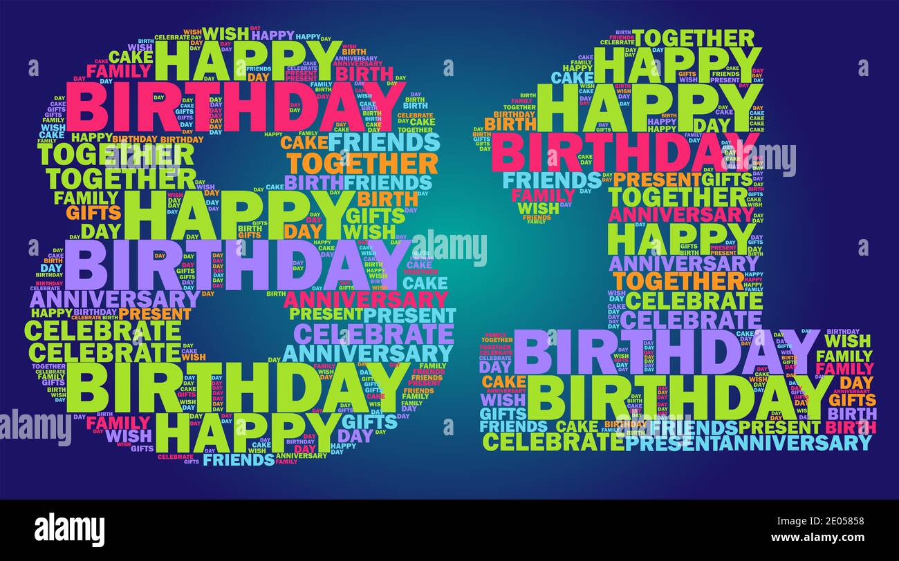 Happy 81st birthday word cloud colorful concept Stock Photo - Alamy