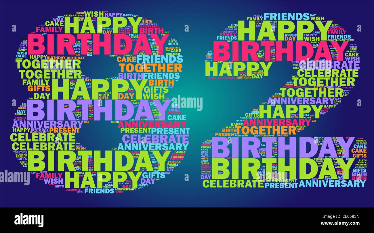 Happy 82nd birthday word cloud colorful concept Stock Photo - Alamy