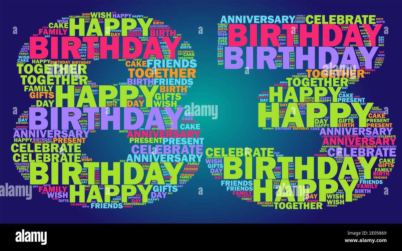 Happy 83rd birthday word cloud colorful concept Stock Photo - Alamy