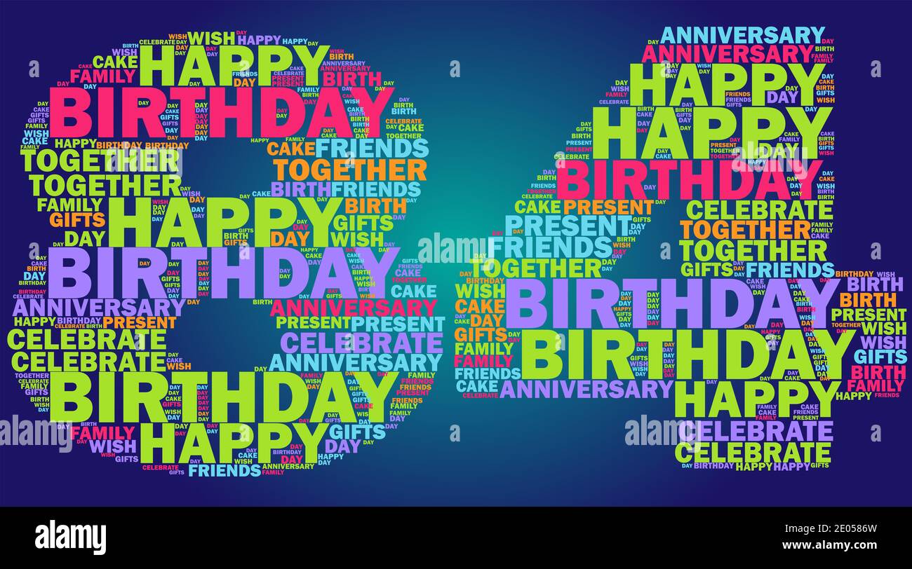 Happy 84th birthday word cloud colorful concept Stock Photo - Alamy