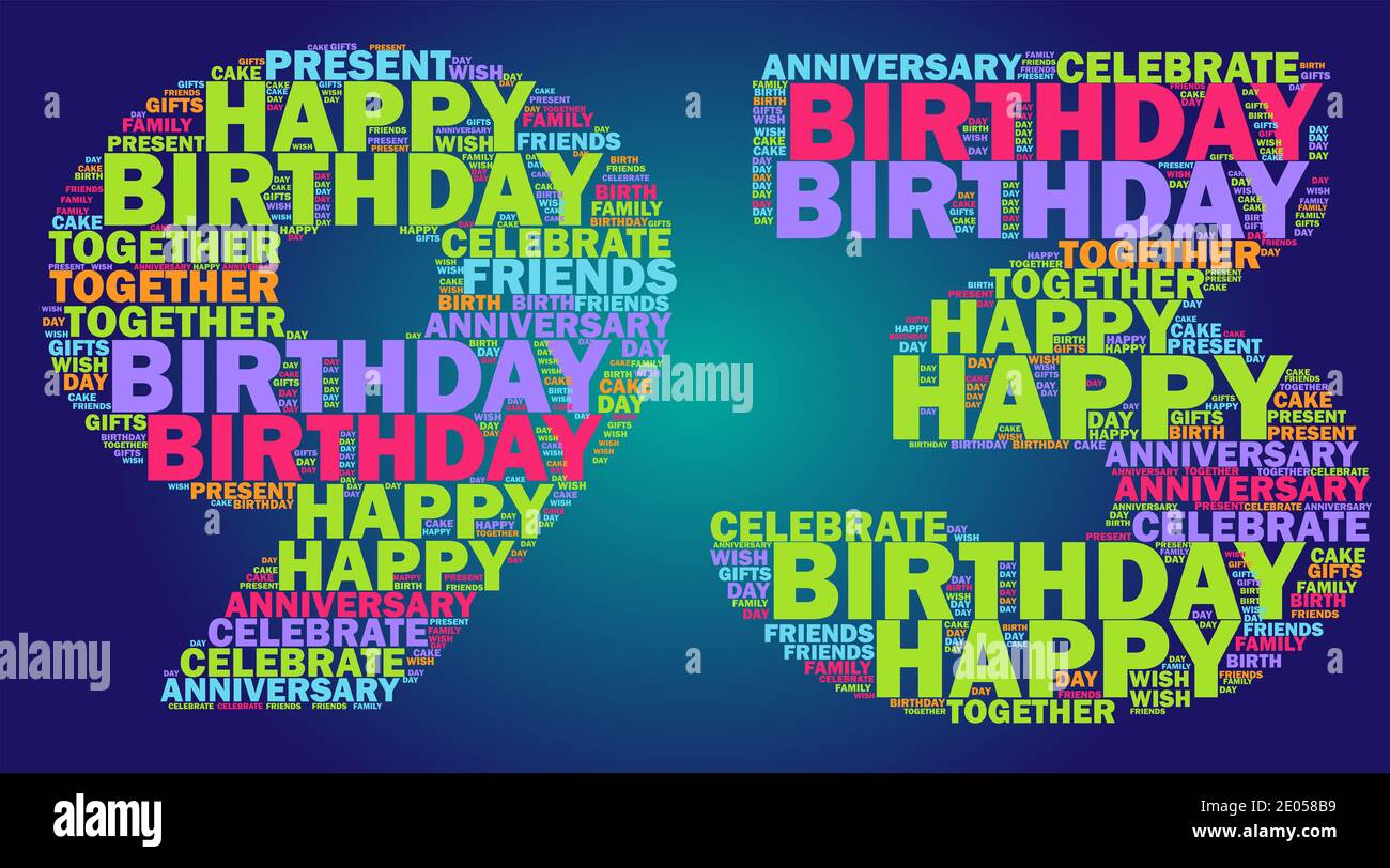 Happy 93rd birthday word cloud colorful concept Stock Photo - Alamy