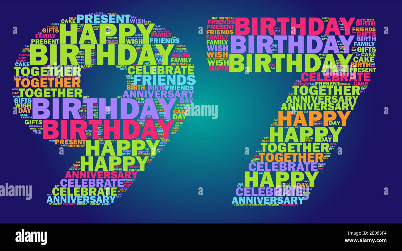 Happy 97th birthday word cloud colorful concept Stock Photo - Alamy