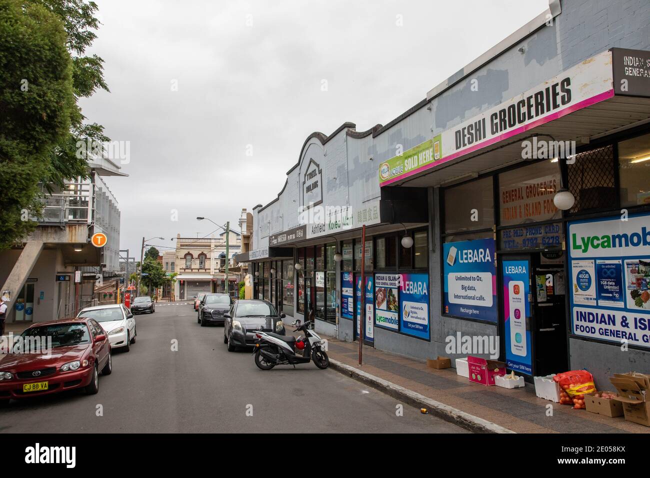 Station street on the north side of Ashfield train station, Sydney ...