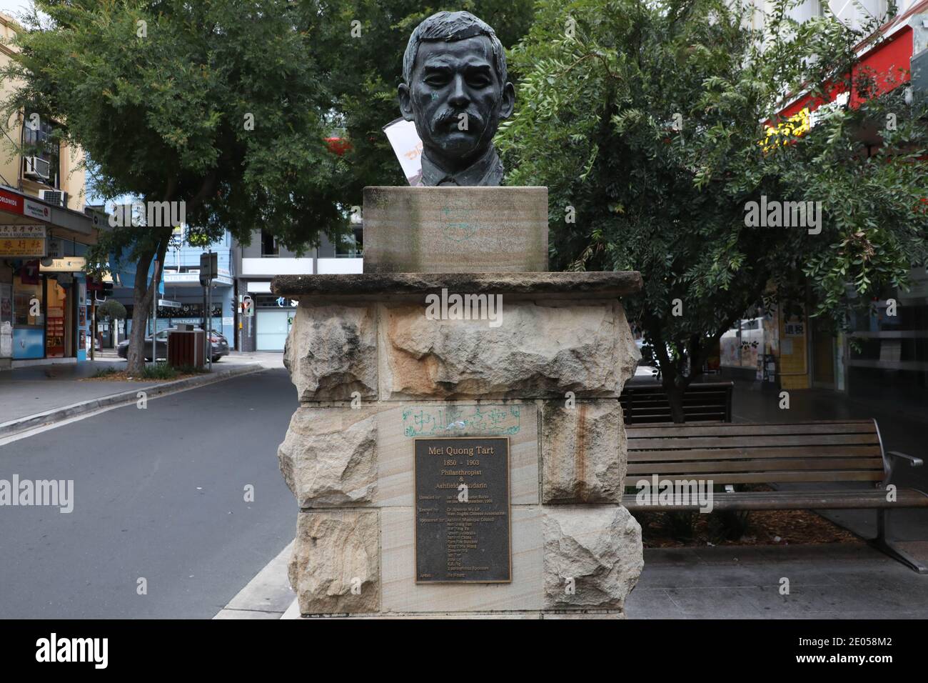 Bust of Mei Quong Tart on Hercules Street, Ashfield, Sydney, Australia ...