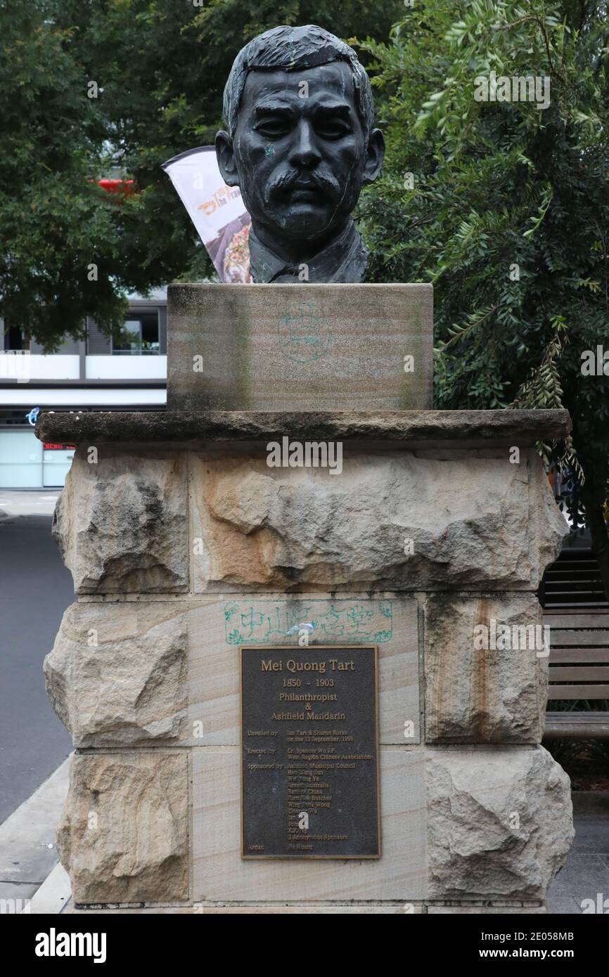 Bust of Mei Quong Tart on Hercules Street, Ashfield, Sydney, Australia ...
