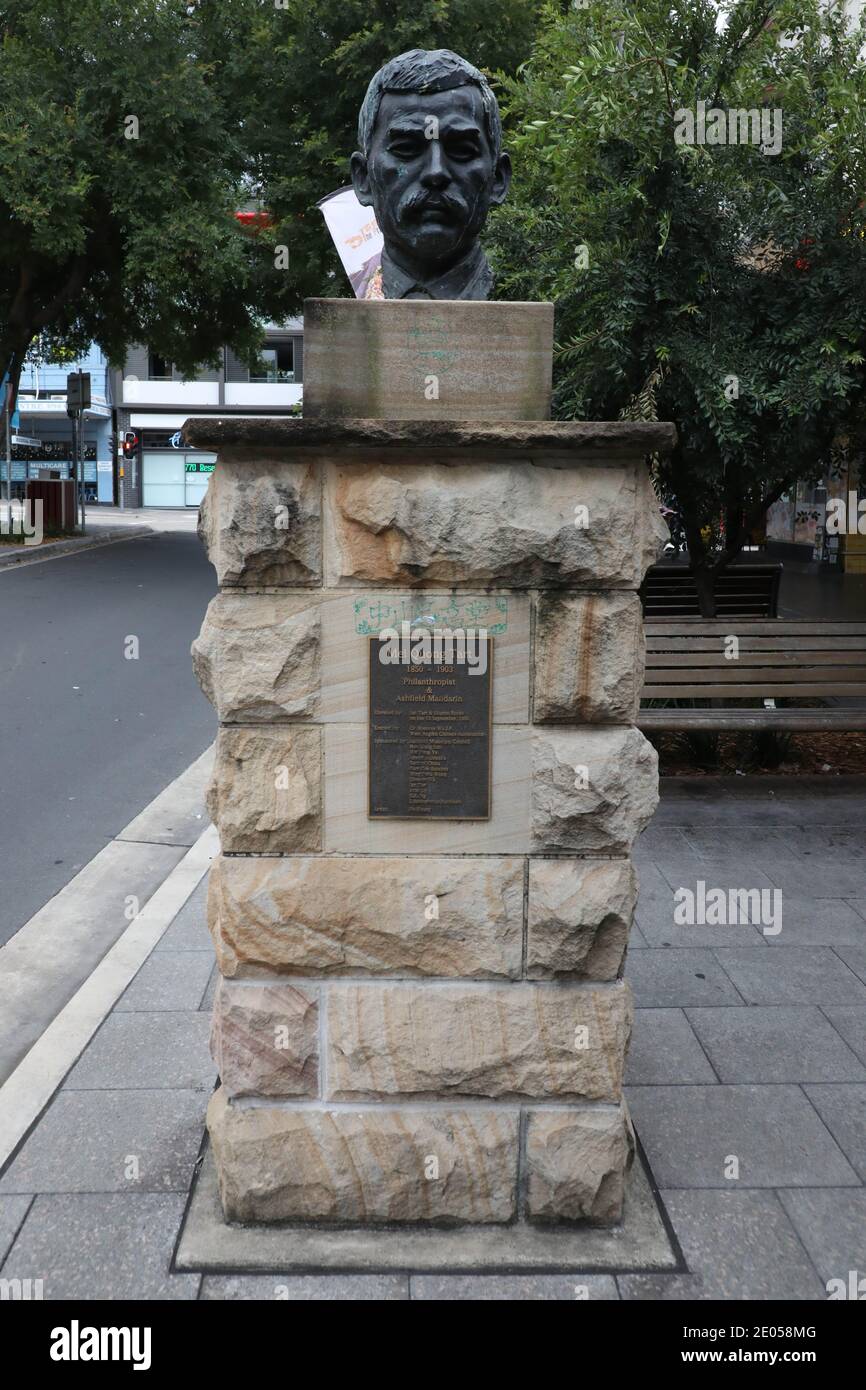 Bust of Mei Quong Tart on Hercules Street, Ashfield, Sydney, Australia ...