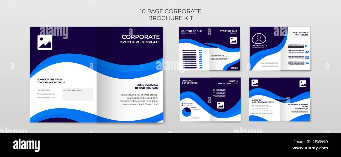 10 Page Brochure Design Set for corporate marketing projects. Unique ...