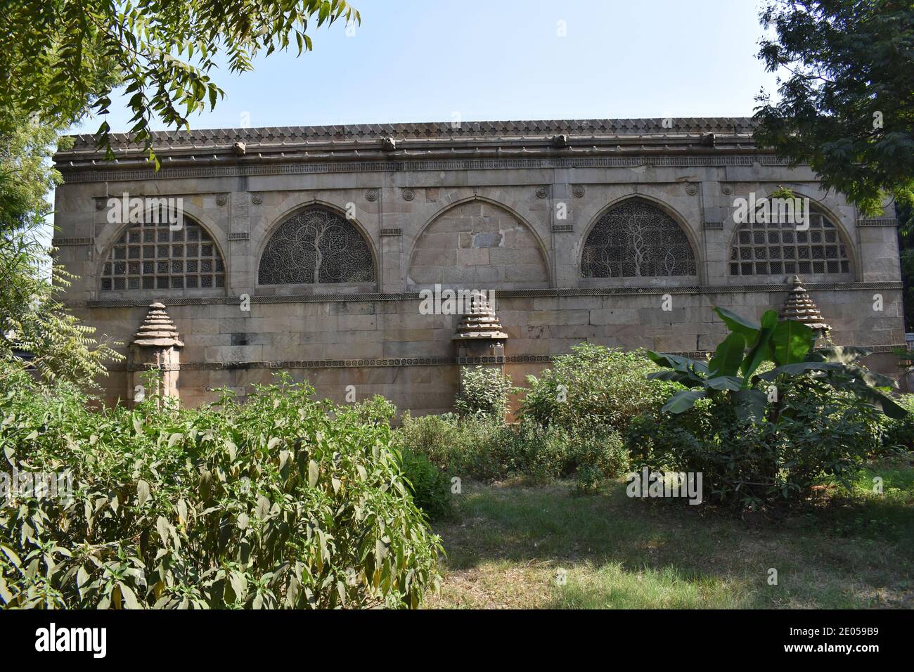 Back view 'Jalli'- The Sidi Saiyyed Mosque in Ahmedabad, Gujarat is a ...