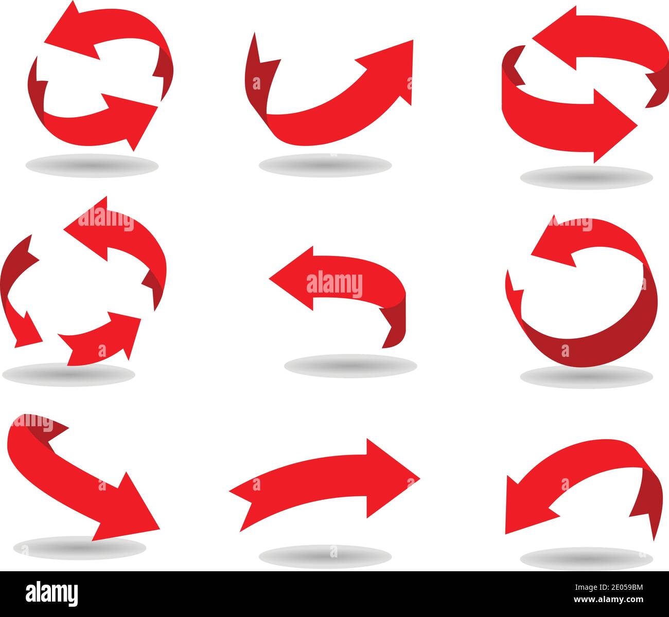 Curvy arrow set stock illustration red color vectors Stock Vector Image ...