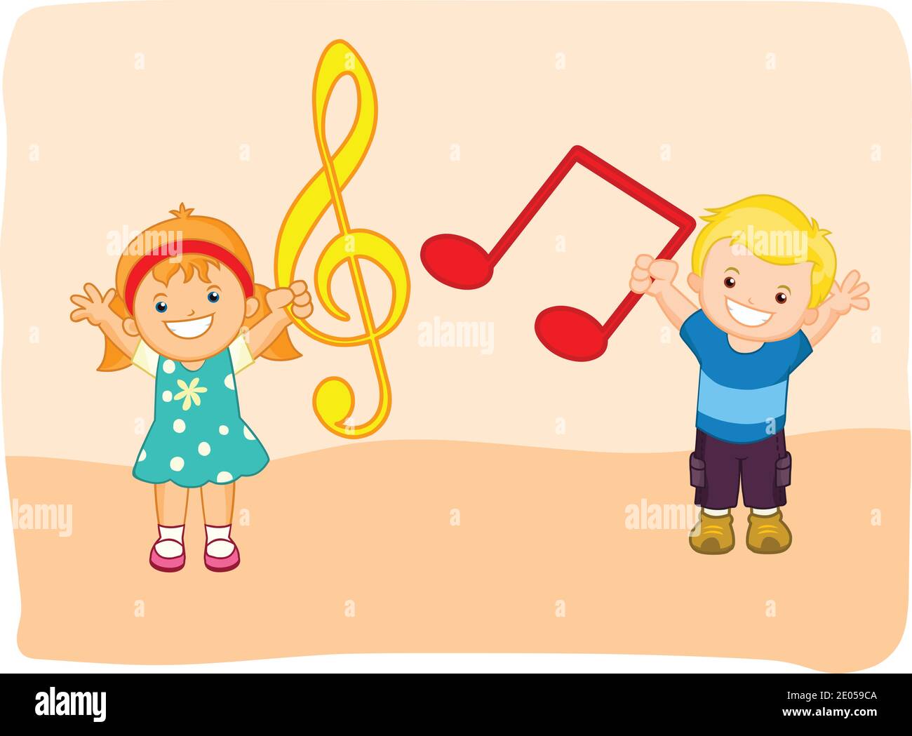 Happy Kids Holding Musical Notes Stock Vector Image & Art - Alamy