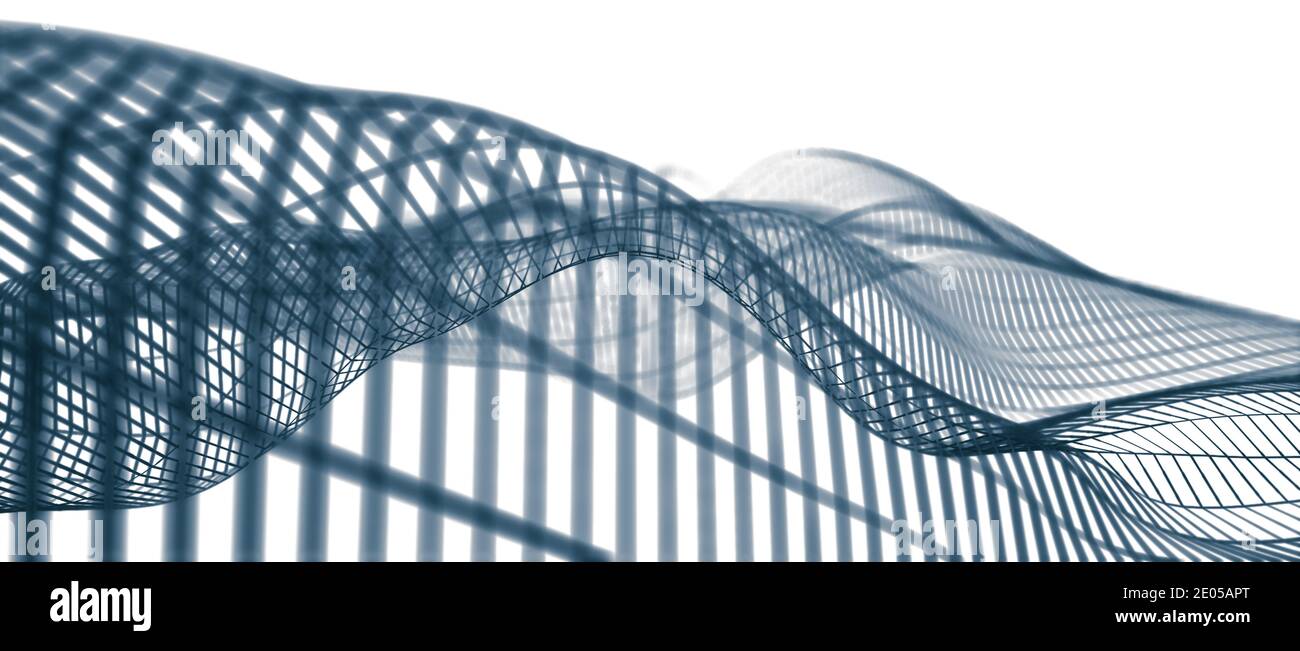 Modern abstract wireframe structure, virtual grid background, science ...