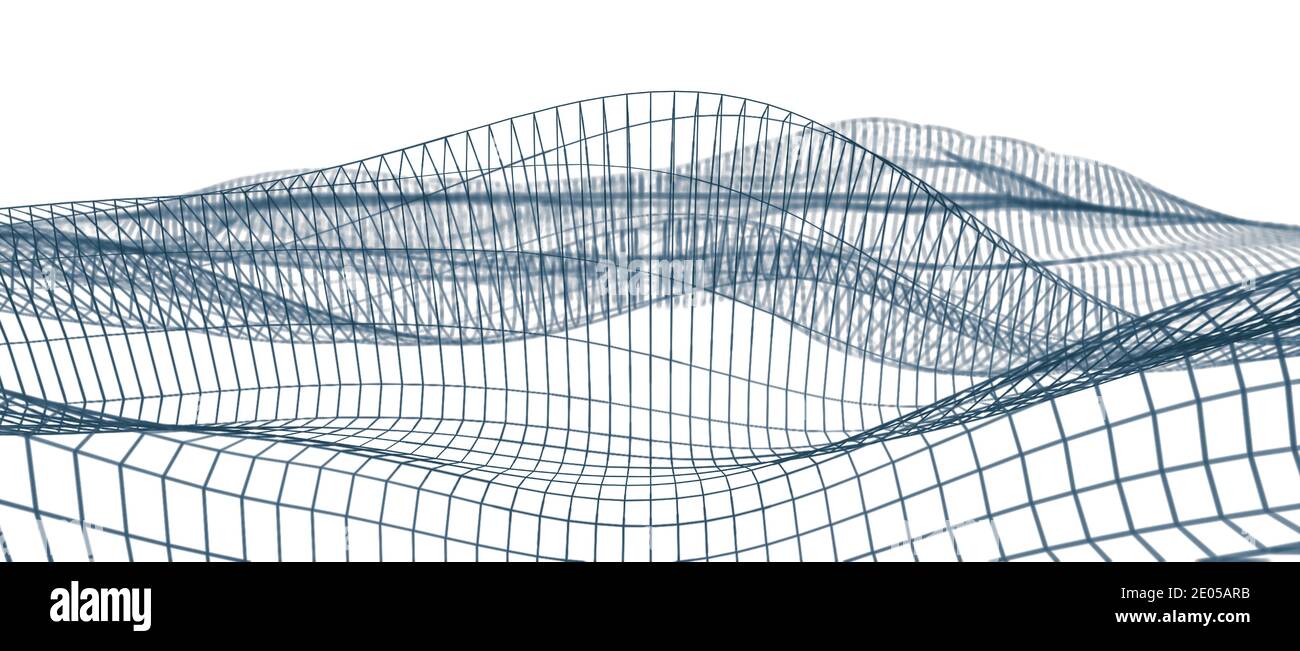 Modern Abstract Wireframe Structure Virtual Grid Background Science Or Data Concept Wave