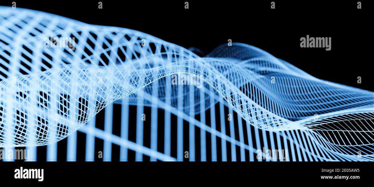 Modern abstract wireframe structure, virtual grid background, science ...
