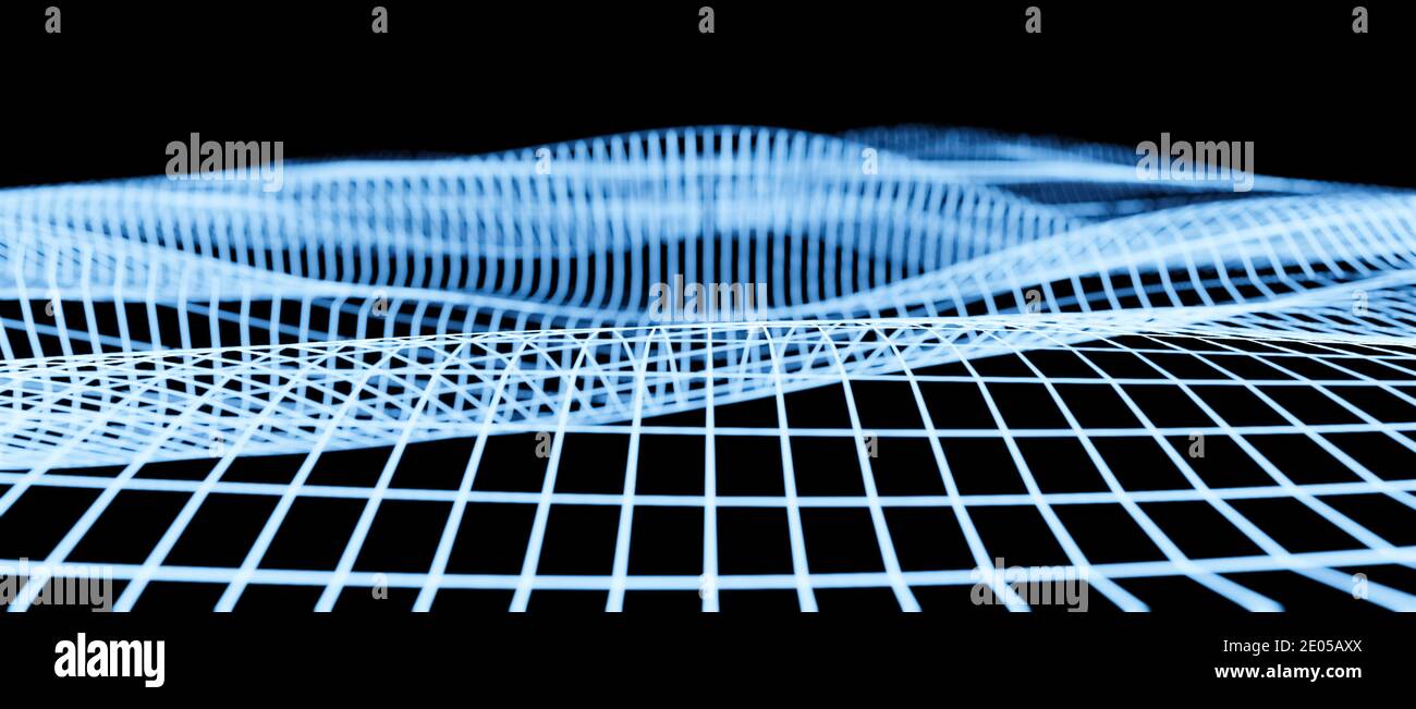 Modern abstract wireframe structure, virtual grid background, science ...
