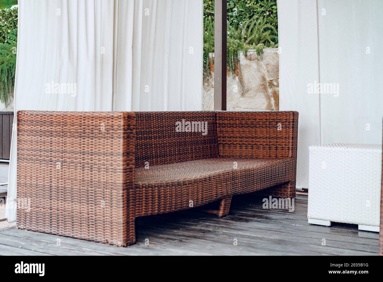 Sofa on terrace lounge in a hotel Stock Photo - Alamy