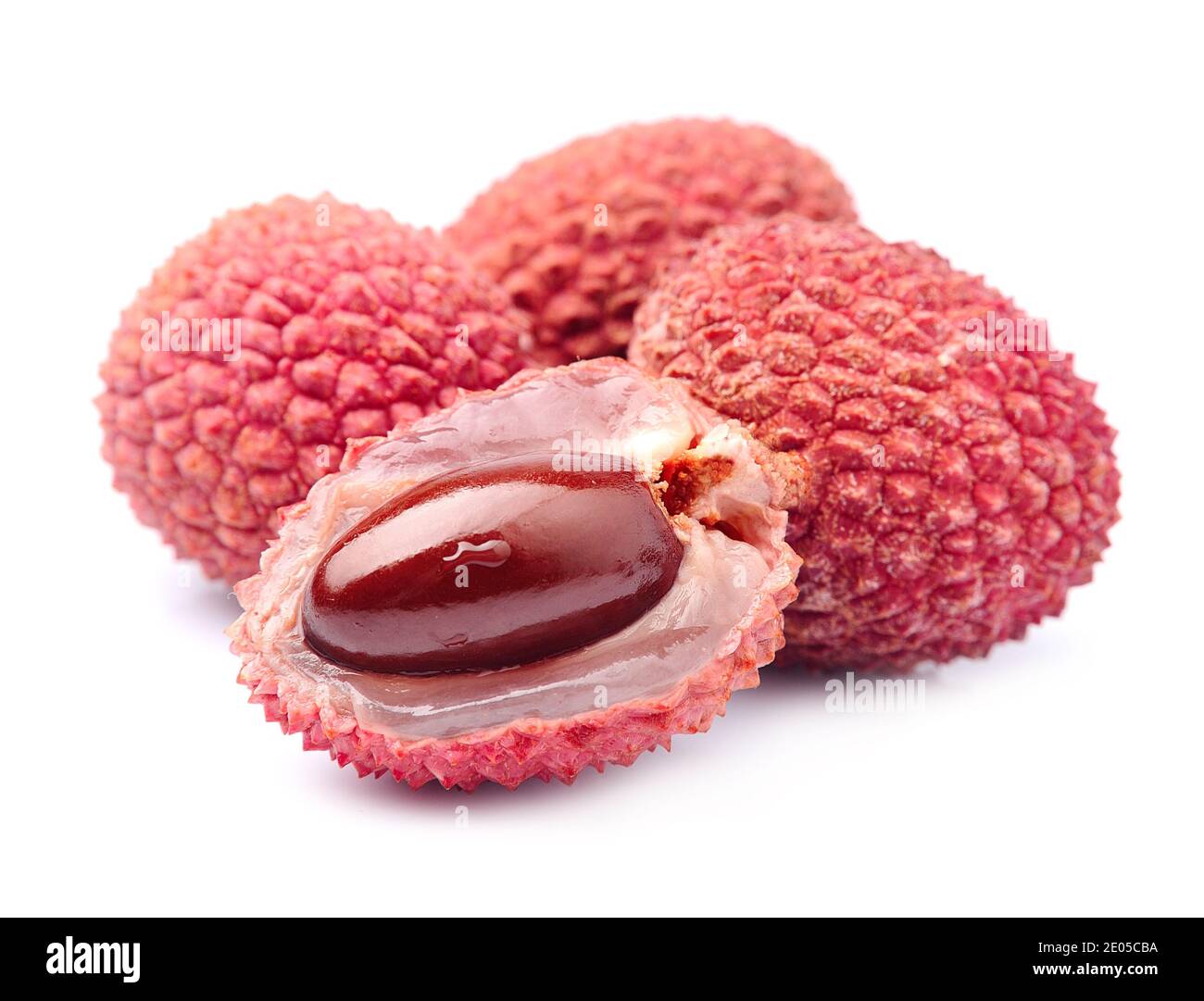 Sweet lychee fruits close up on white background Stock Photo - Alamy