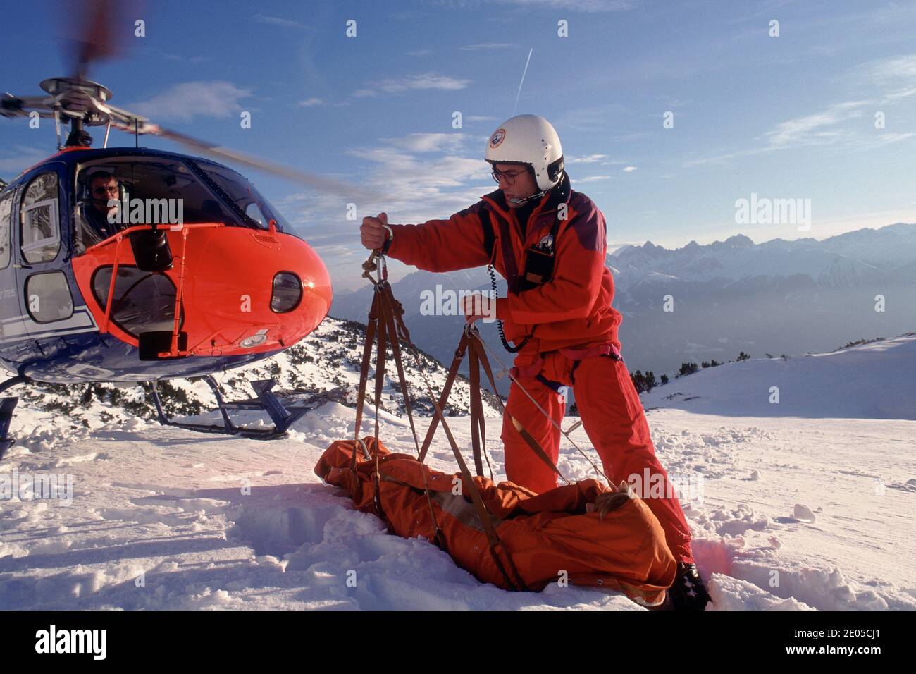 Helicopter Of The Tirol Mountain Rescue Service High Resolution Stock ...