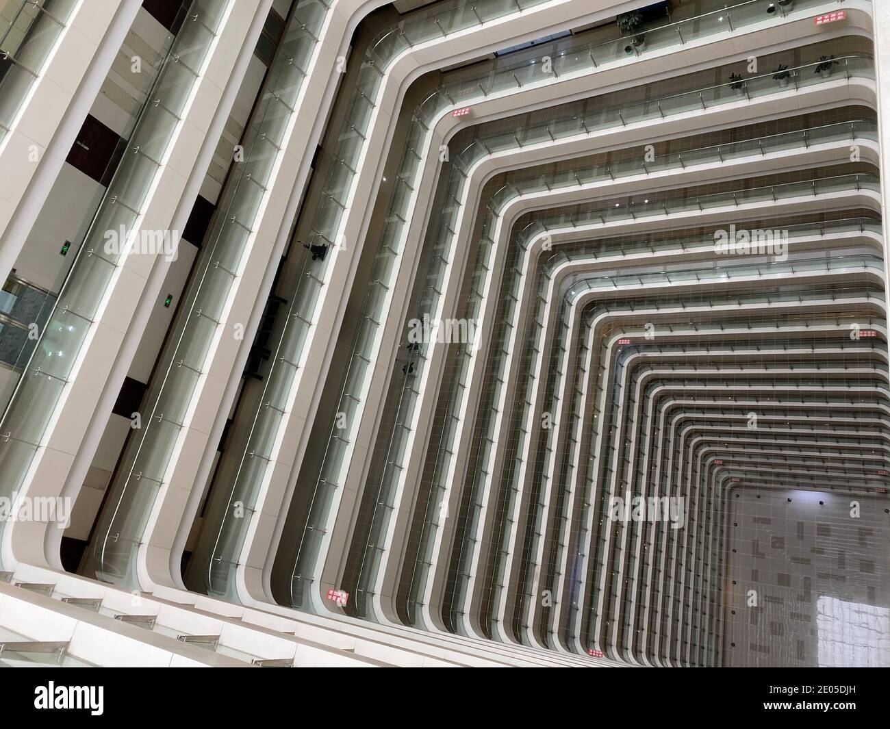 The view of the high and hollow atrium, which seems like the scene from ...