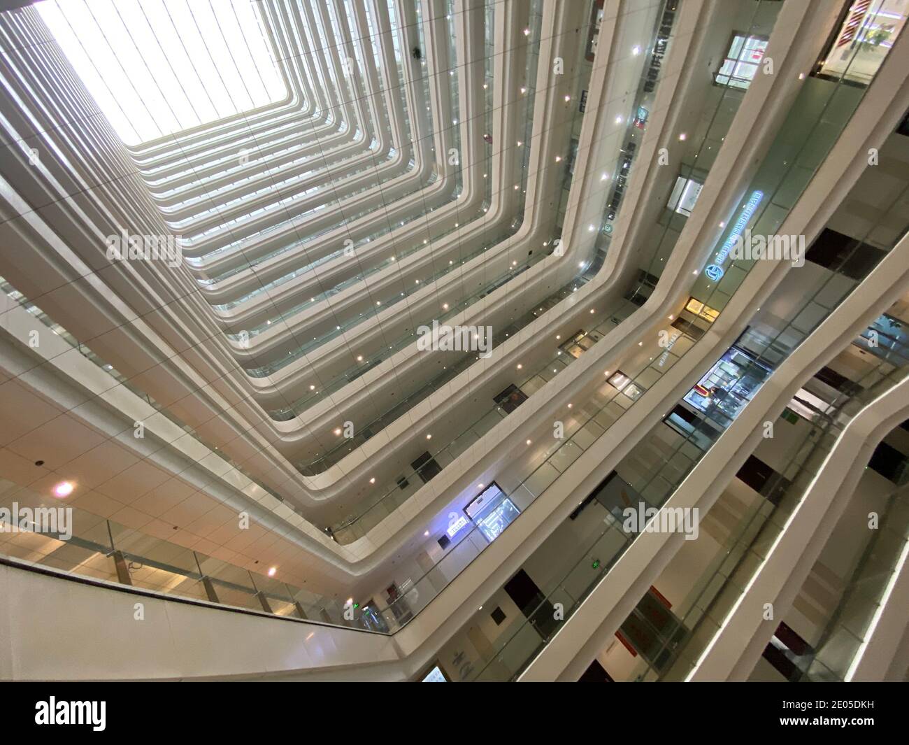 The view of the high and hollow atrium, which seems like the scene from ...