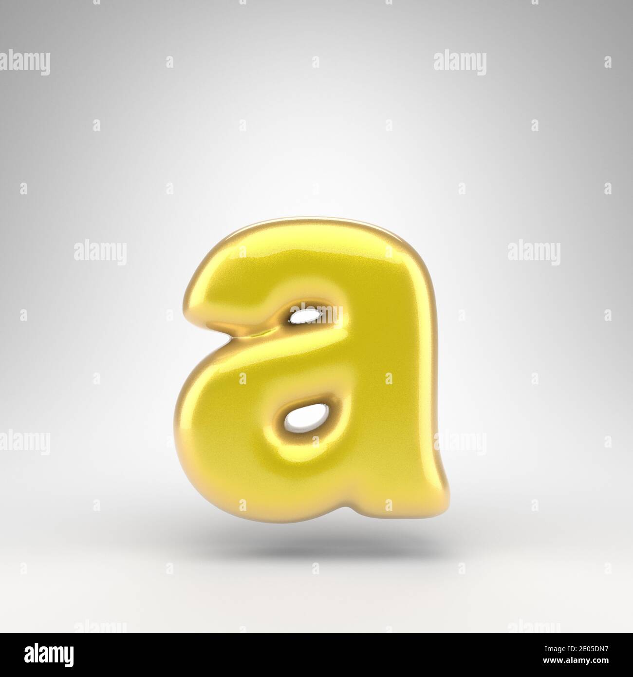 Letter A lowercase on white background. Yellow car paint 3D rendered ...