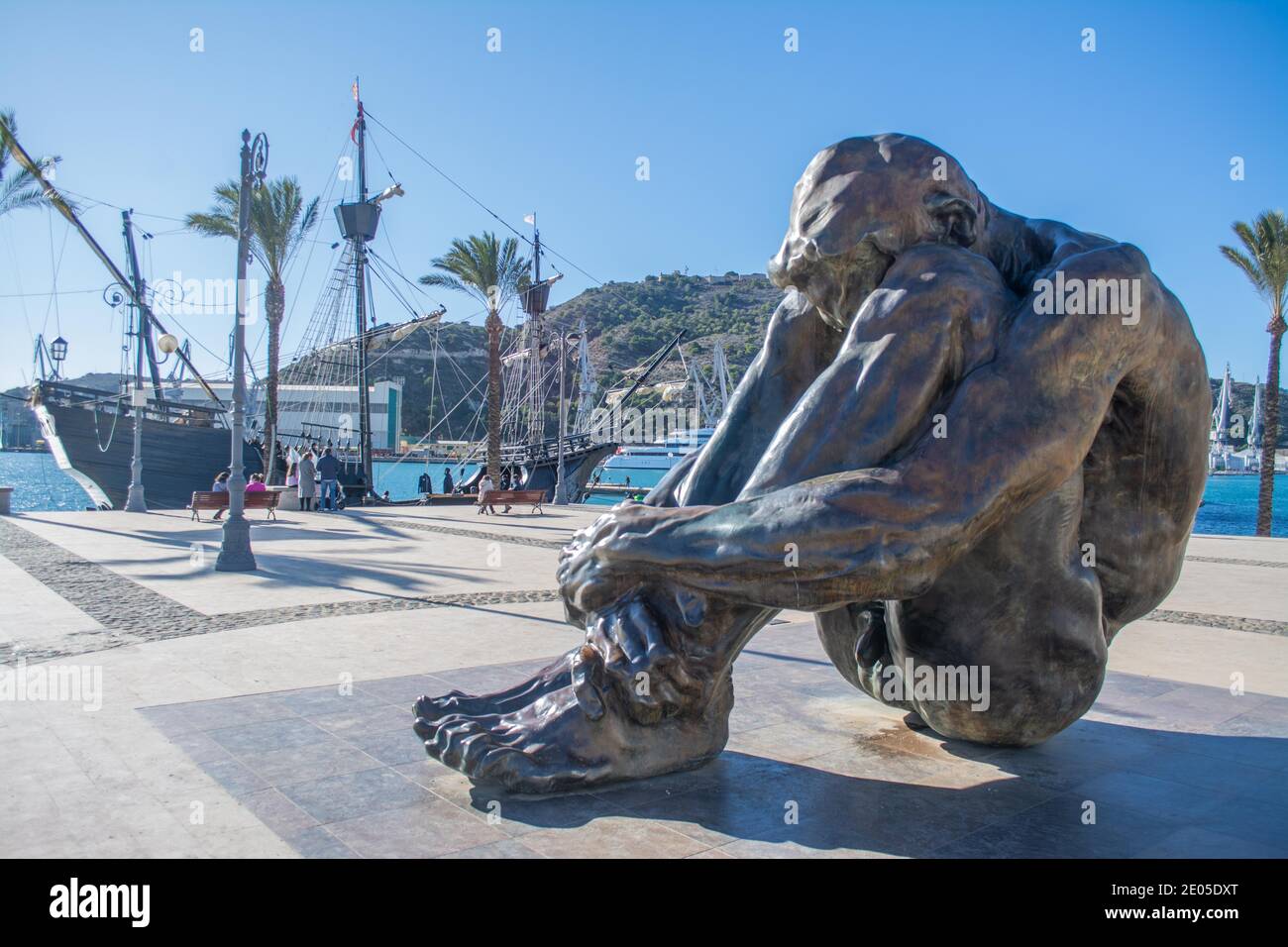 El Zulo bronze statue on the harbourside at Cartagena, Murcia, Spain ...