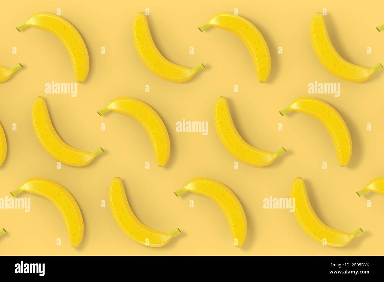 Yellow Bananas Background Texture on a yellow backdrop. 3d Rendering ...